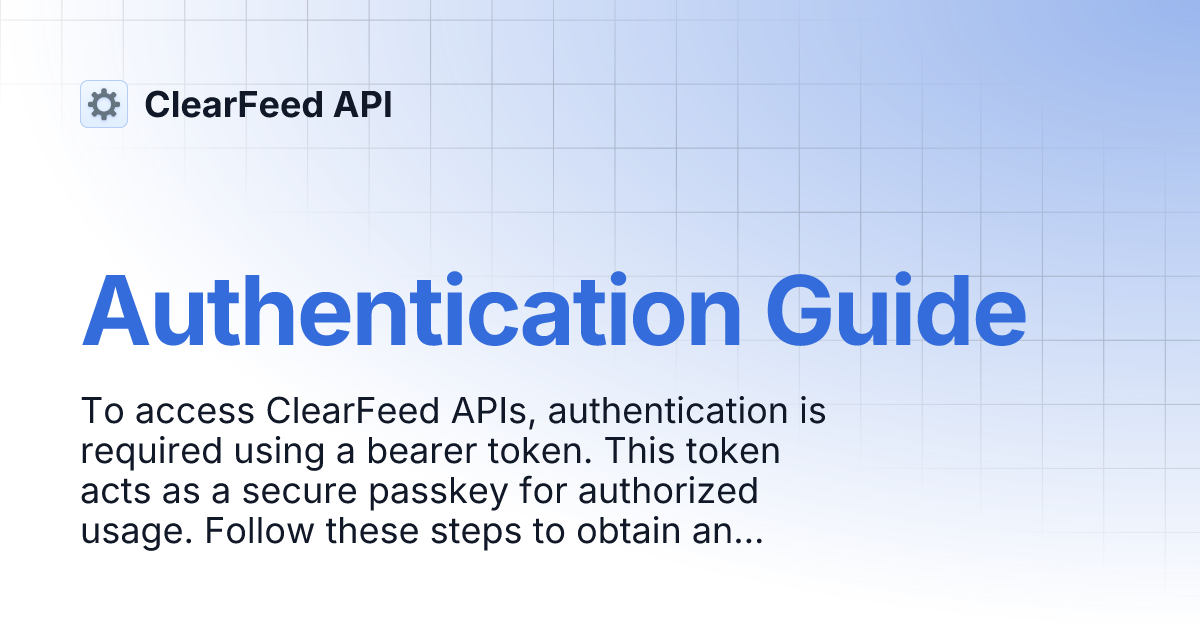 Authentication Guide | ClearFeed API